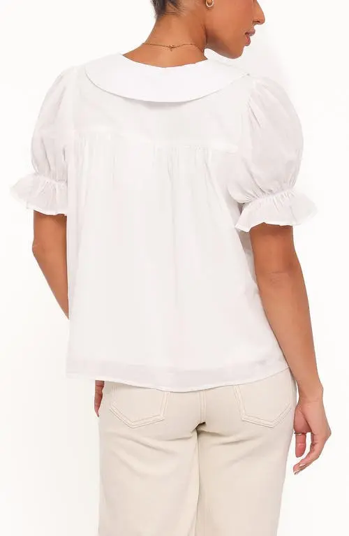PETAL & PUP Pleated Cotton Top With Peter Pan Collar