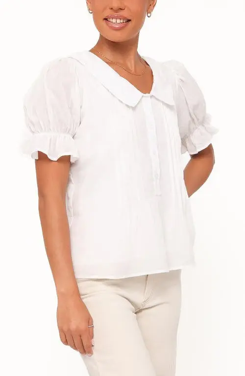 PETAL & PUP Pleated Cotton Top With Peter Pan Collar