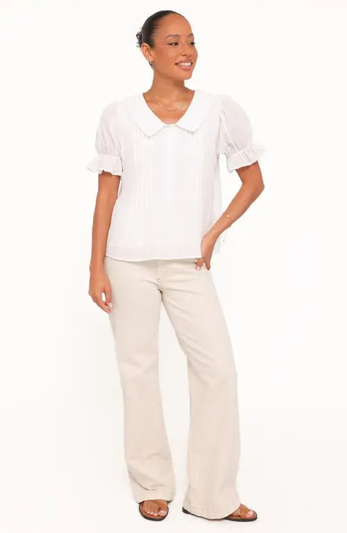 PETAL & PUP Pleated Cotton Top With Peter Pan Collar