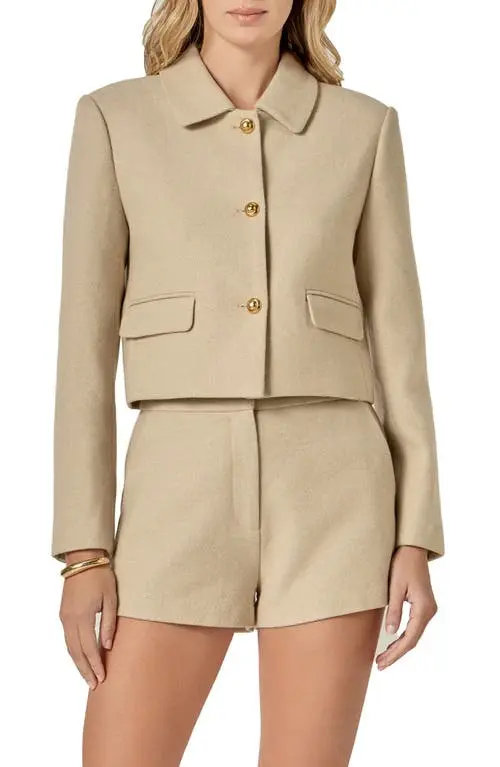 English Factory Cropped Wool Blend Jacket