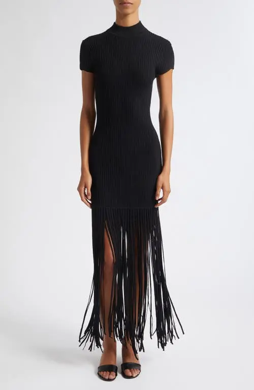 TOCCIN Jada Mock Neck Fringe Minidress