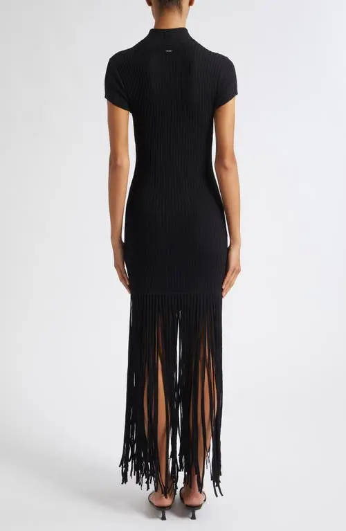 TOCCIN Jada Mock Neck Fringe Minidress