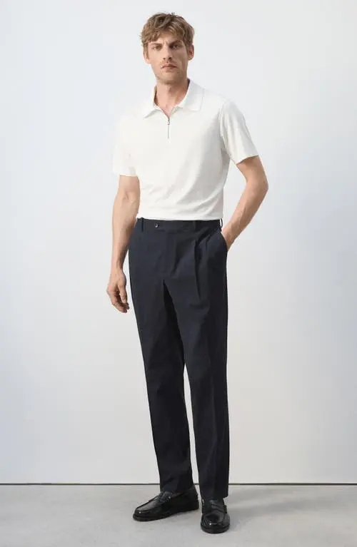 Mango Slim Fit Seersucker Pleated Pants