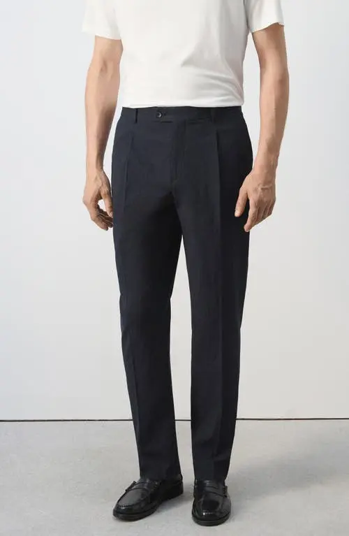 Mango Slim Fit Seersucker Pleated Pants