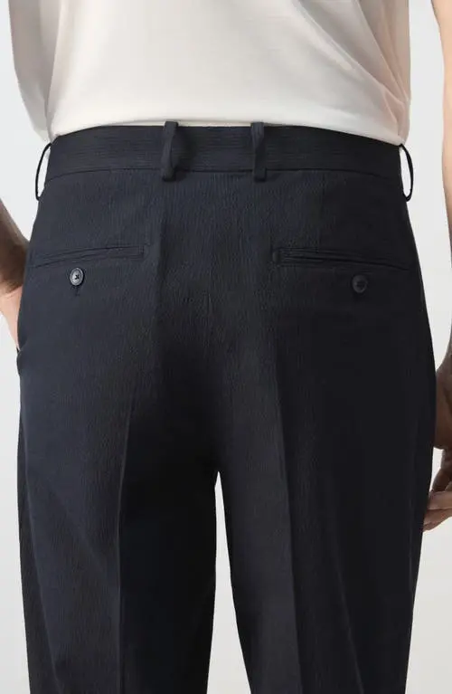 Mango Slim Fit Seersucker Pleated Pants