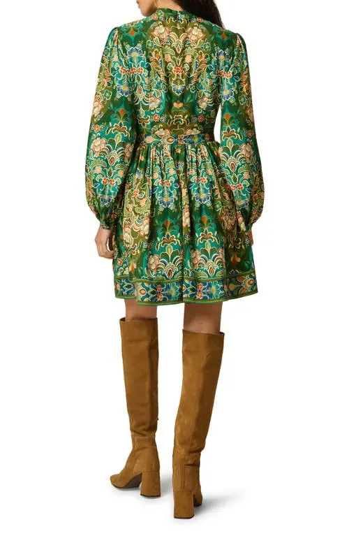Adrianna Papell Printed Mock Neck Long Sleeve Minidress