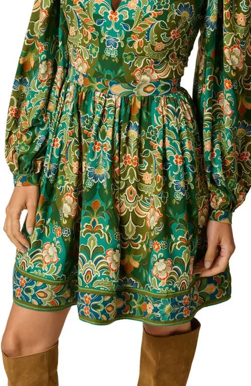 Adrianna Papell Printed Mock Neck Long Sleeve Minidress