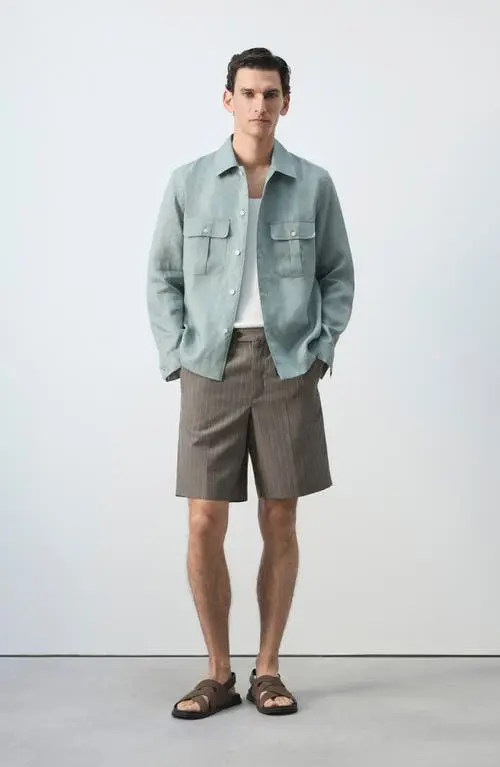 Mango Pinstriped Tailored Bermuda Shorts