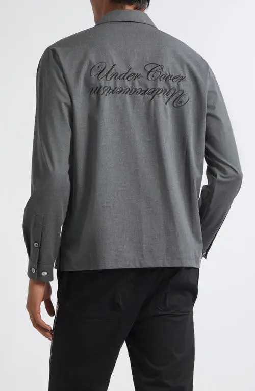 Undercover Logo Embroidered Long Sleeve Camp Shirt