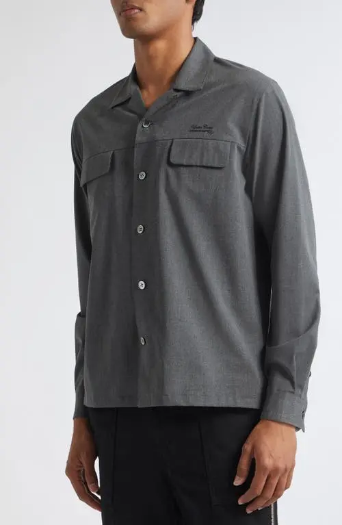 Undercover Logo Embroidered Long Sleeve Camp Shirt