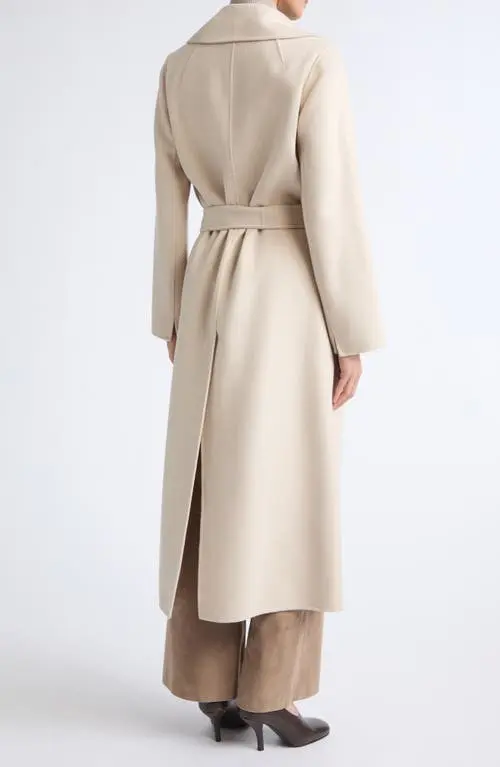 Max Mara Poldo Wool Blend Belted Wrap Coat - Albino