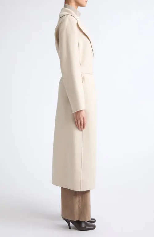 Max Mara Poldo Wool Blend Belted Wrap Coat - Albino