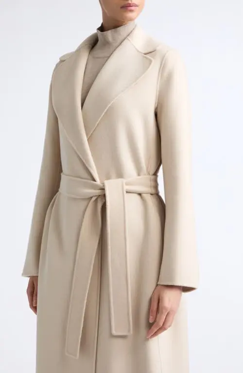 Max Mara Poldo Wool Blend Belted Wrap Coat - Albino
