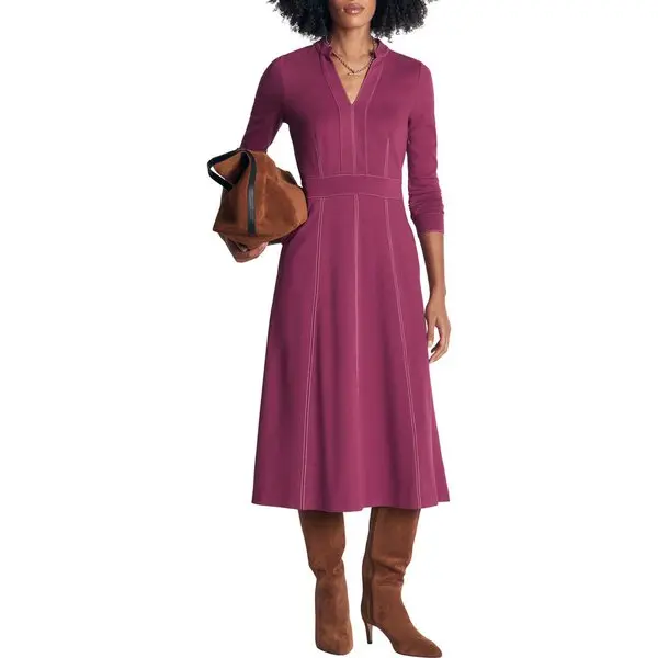 Boden Alex Long Sleeve Ponte Midi Dress