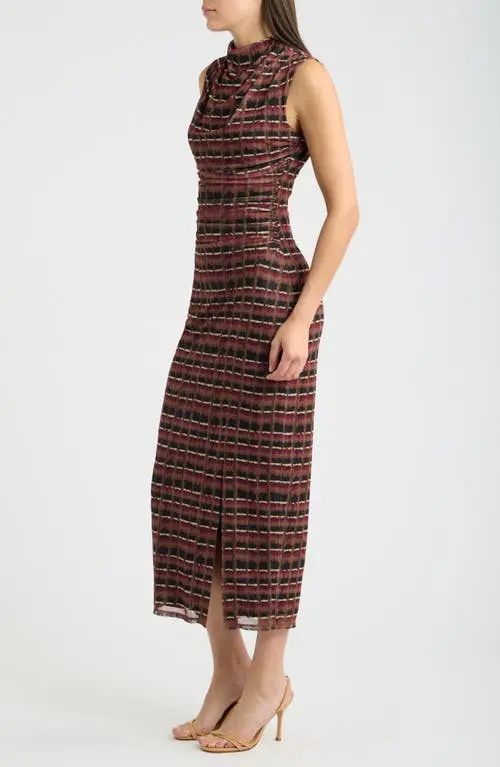 Vince Camuto Geometric Print Mesh Sheath Dress