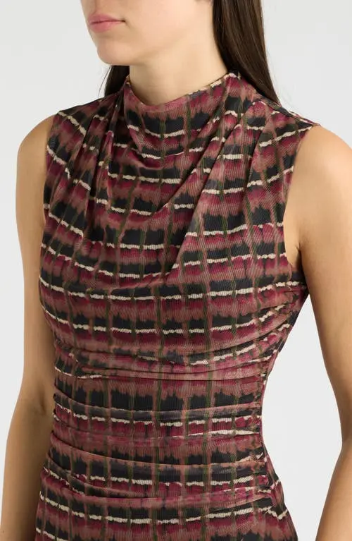 Vince Camuto Geometric Print Mesh Sheath Dress