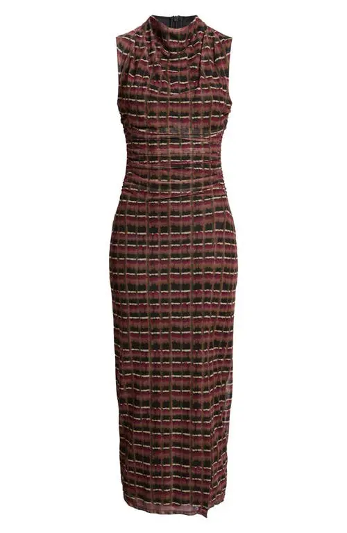 Vince Camuto Geometric Print Mesh Sheath Dress