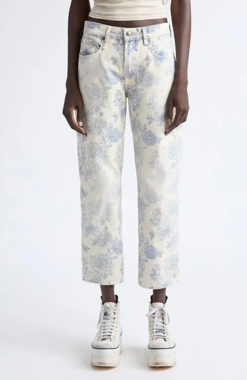 R13 Floral Print Boyfriend Jeans - Dustbloom Indigo