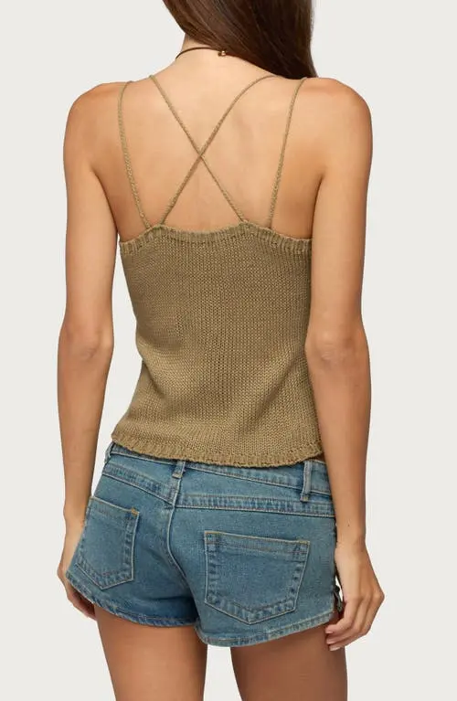 EDIKTED Fernie Bead Fringe Knit Tank Top