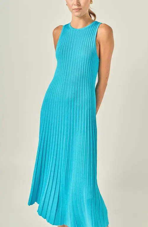 English Factory Ribbed Knit A-line Midi Dress