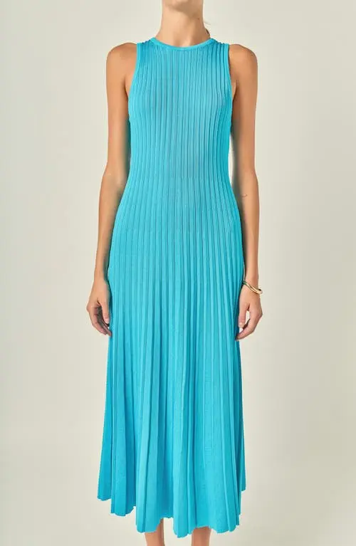 English Factory Ribbed Knit A-line Midi Dress