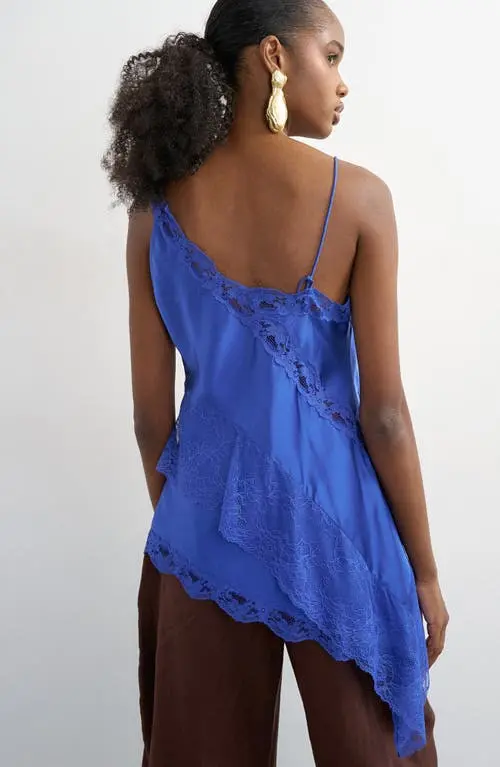 Topshop Lace Inset Asymmetric Satin Camisole