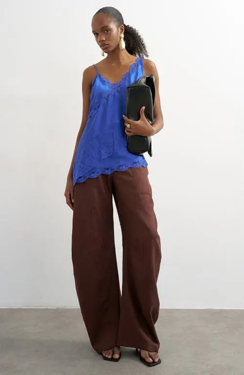 Topshop Lace Inset Asymmetric Satin Camisole
