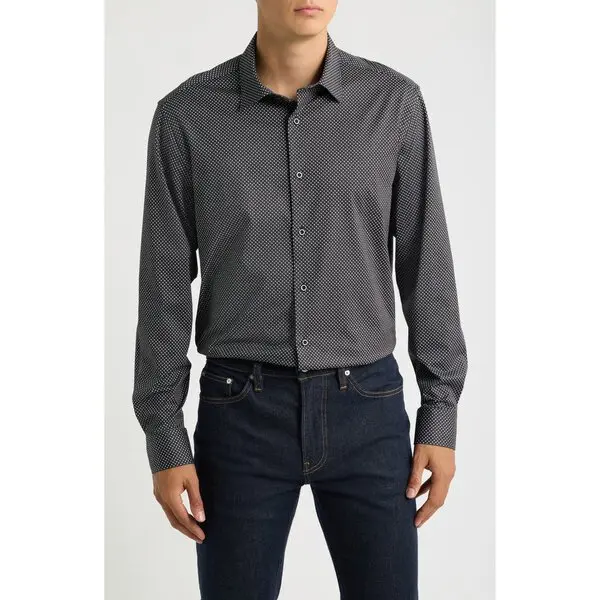 Bugatchi James Ooohcotton® Microprint Button-up Shirt - Black