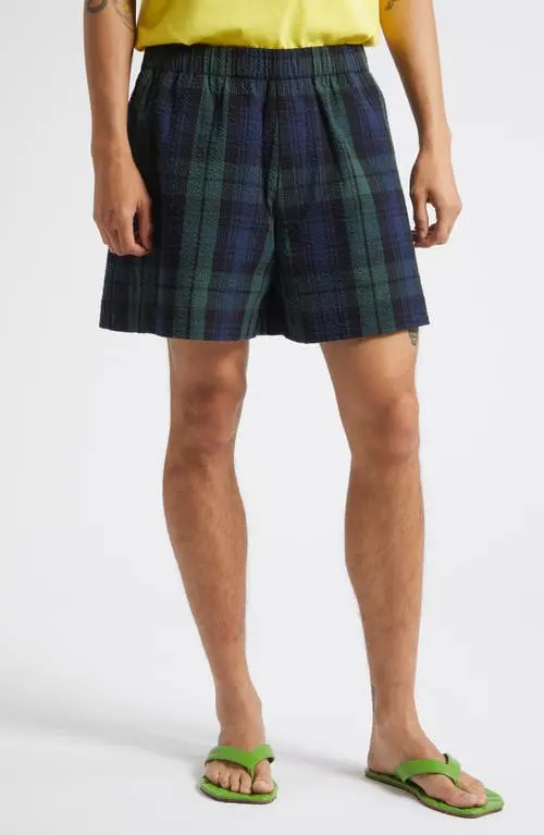 JW Anderson Plaid Cotton Seersucker Shorts
