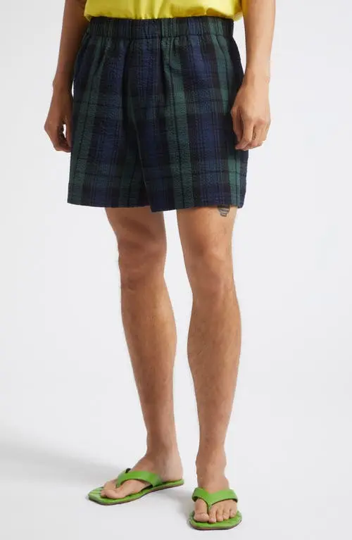 JW Anderson Plaid Cotton Seersucker Shorts