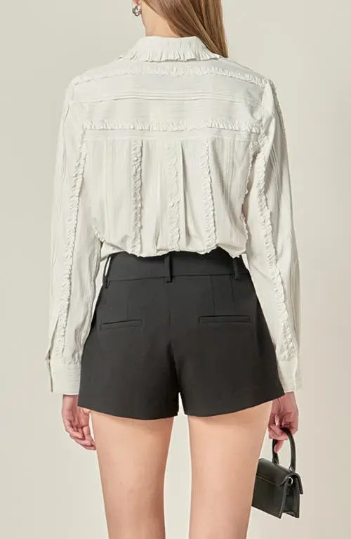 English Factory Stripe Pintuck & Ruffle Button-up Shirt