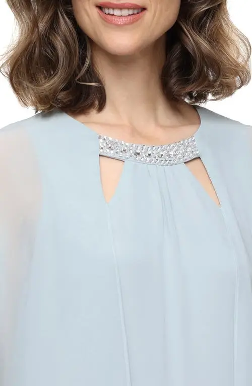 SL FASHIONS Embellished Crewneck Cape Dress - Aloe