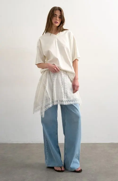 Topshop Embroidered Lace Miniskirt With Handkerchief Hem