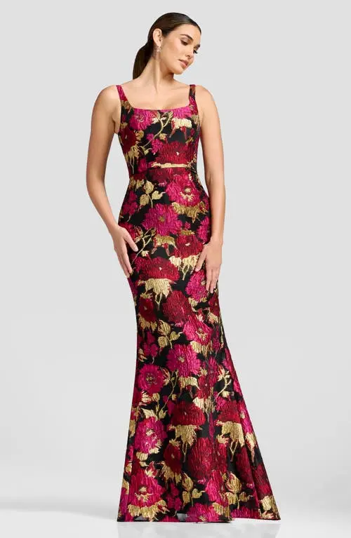 Dress The Population Lorena Metallic Floral Brocade Mermaid Gown