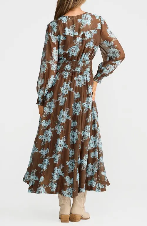 TALISMAN THE LABEL Halcyon Floral Print Long Sleeve Maxi Dress