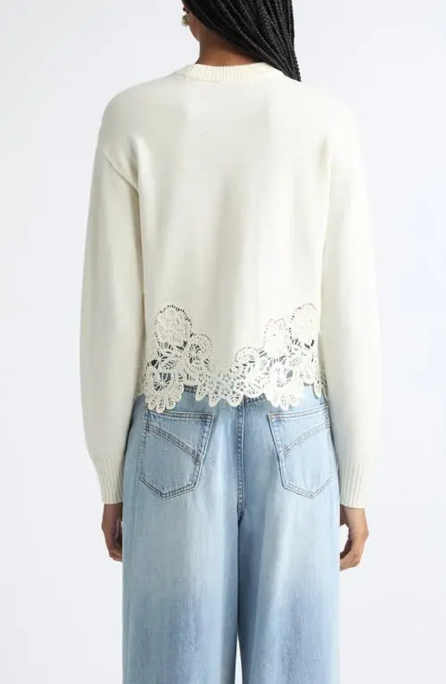Zimmermann Valiant Lacy Trim Merino Wool Sweater - Cream