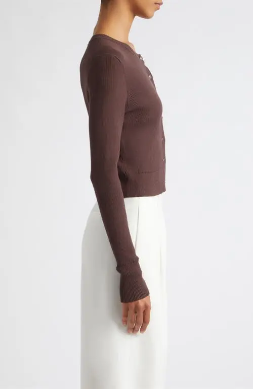 TOCCIN Zoe Cropped Ribbed Cardigan - Espresso