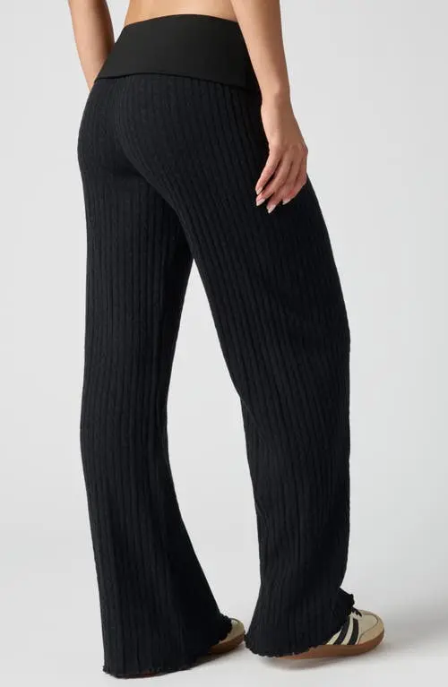 FLORENCE BY MILLS Mini Cable Stitch Foldover Sweater Pants - Black