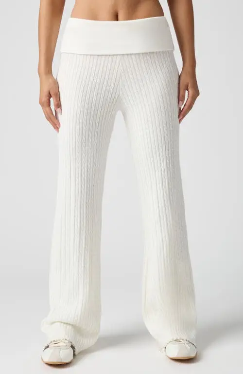 FLORENCE BY MILLS Mini Cable Stitch Foldover Sweater Pants - Jet Stream