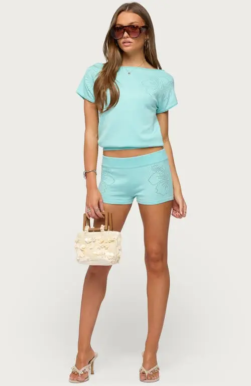 EDIKTED Open Knit Microshorts