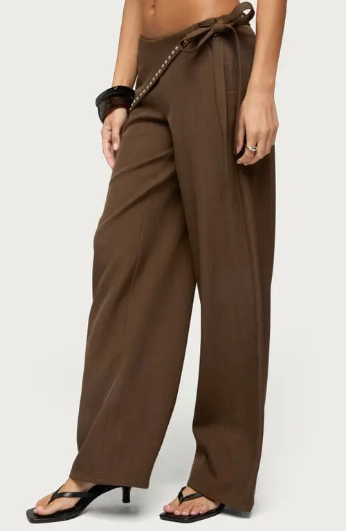 EDIKTED Studded Foldover Low Rise Wide Leg Pants