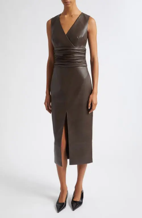 TOCCIN Fabiana Faux Leather Midi Dress