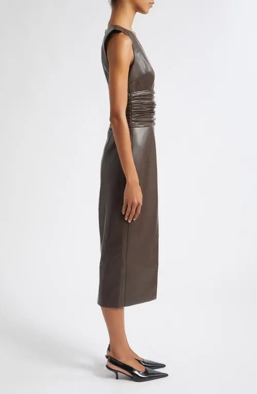 TOCCIN Fabiana Faux Leather Midi Dress