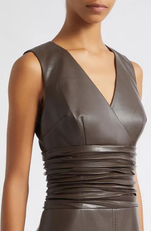 TOCCIN Fabiana Faux Leather Midi Dress