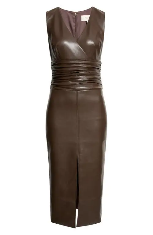 TOCCIN Fabiana Faux Leather Midi Dress