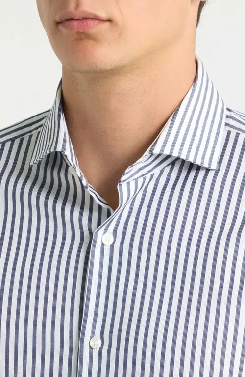 BOSS Hank Slim Fit Striped Dress Shirt - Dark Blue