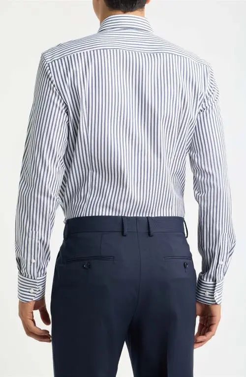 BOSS Hank Slim Fit Striped Dress Shirt - Dark Blue