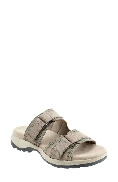Softwalk Oasis Leather Slide Sandal - Grey Suede