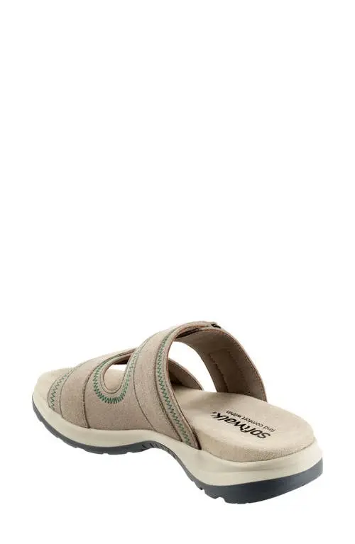 Softwalk Oasis Leather Slide Sandal - Grey Suede