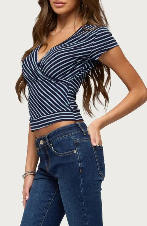 EDIKTED Naame Striped Wrap Top